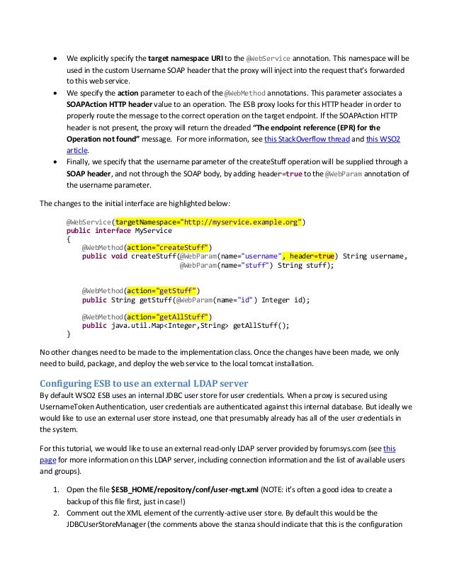 Securing a Web Service via an ESB Proxy