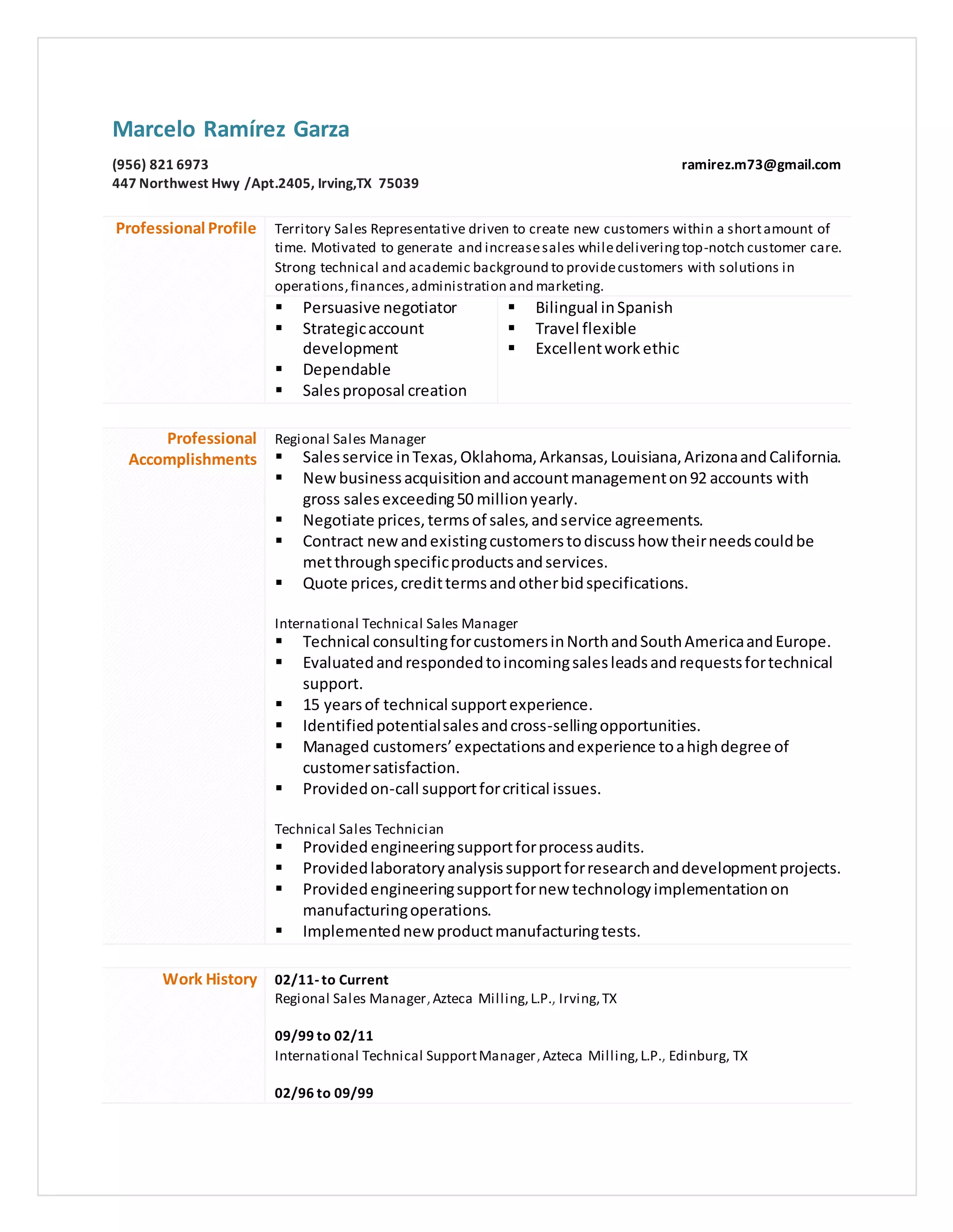 Functional resume Marcelo Ramirez 2015 | DOCX
