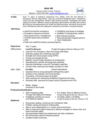 fire & safety officer,supervisor, consultant. Exp +11 years | DOCX