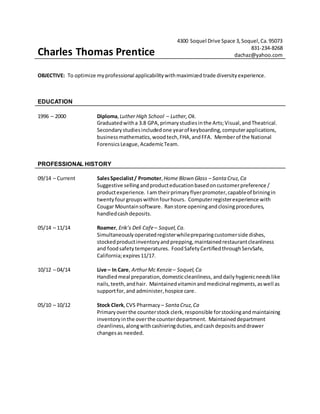 2015CharlesPrenticeResumeA | DOCX | Technology & Computing