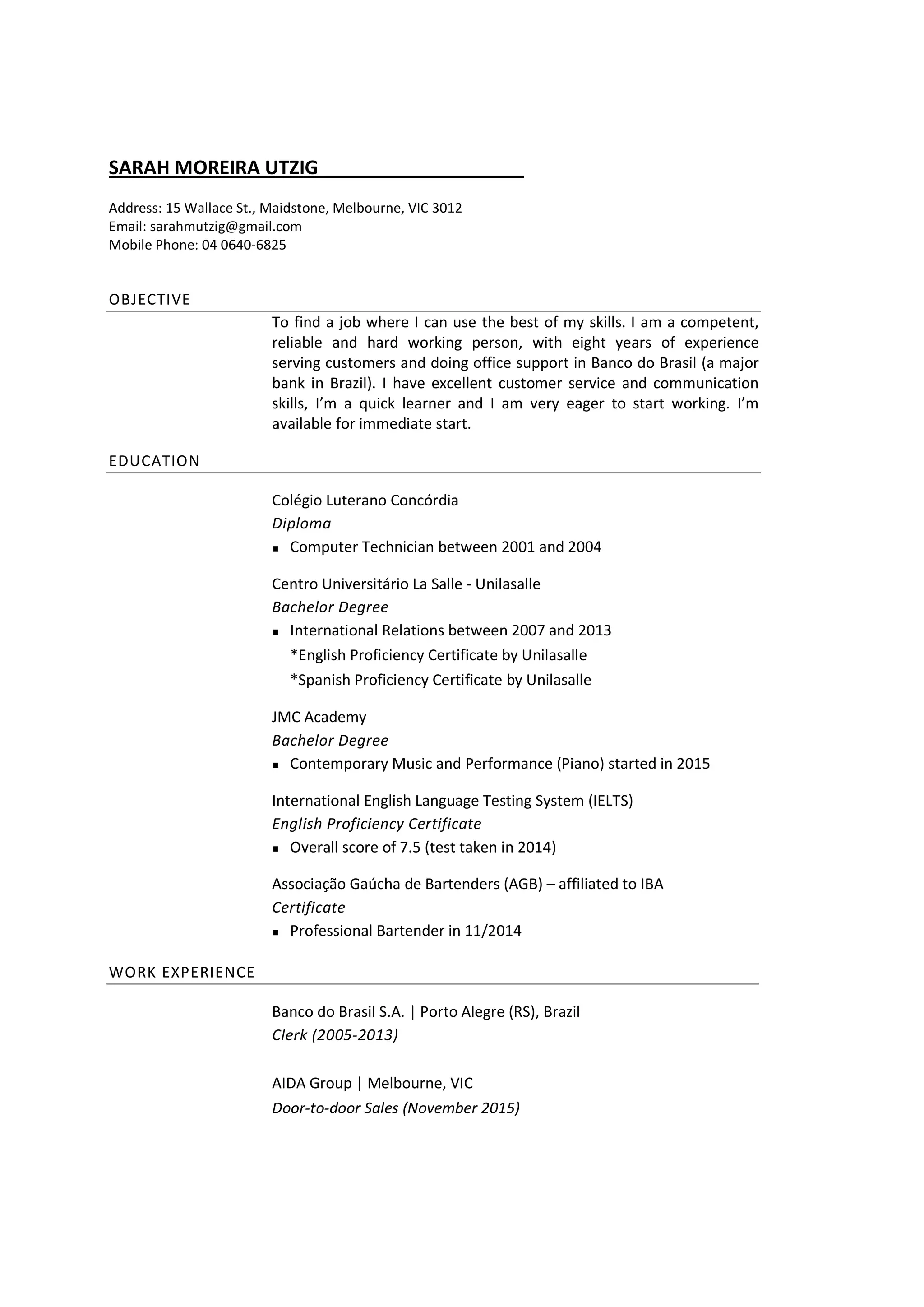 Sarah M Utzig CV | PDF