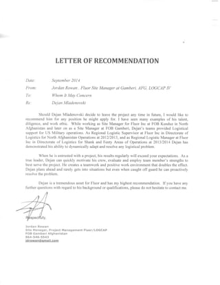 Site Manager Recommendation Letter | PDF