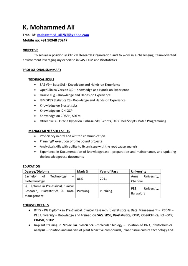 Mohammed Ali - Resume | PDF