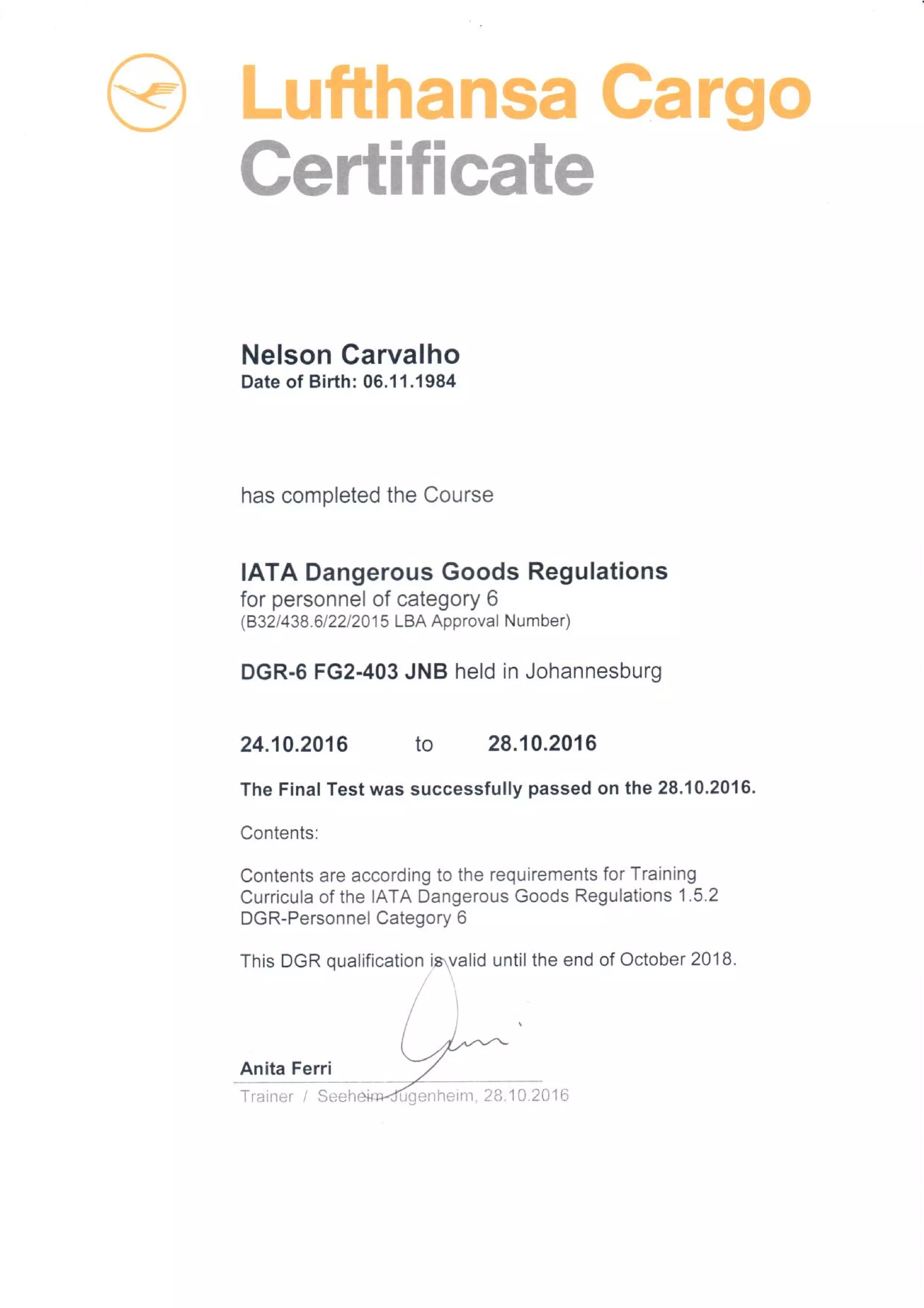 DGR-6 Certificate | PDF
