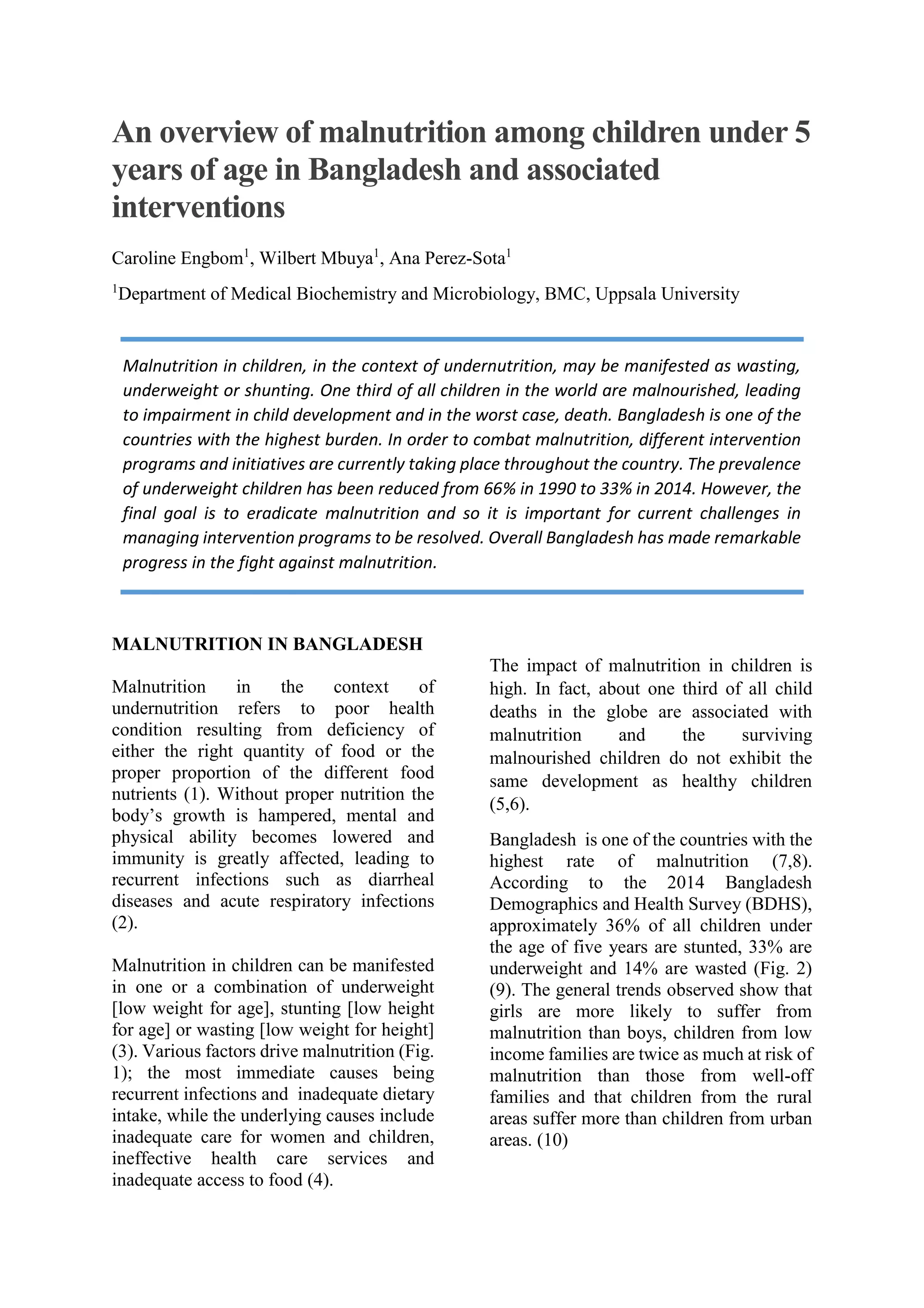An overview of malnutrition among children under 5 years of age in ...
