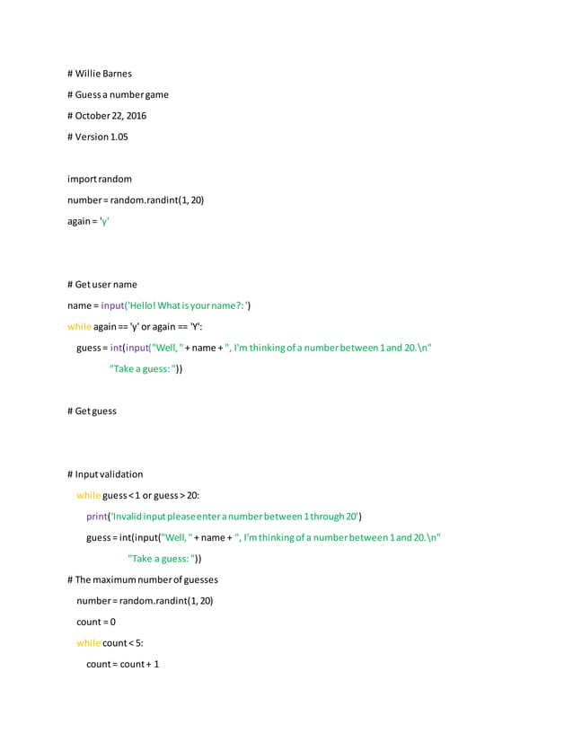 Guees a number game v1.05 | Programming Languages | Computing