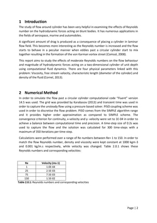 Simulation of flow past cylinder at moderate Reynolds numbers | PDF