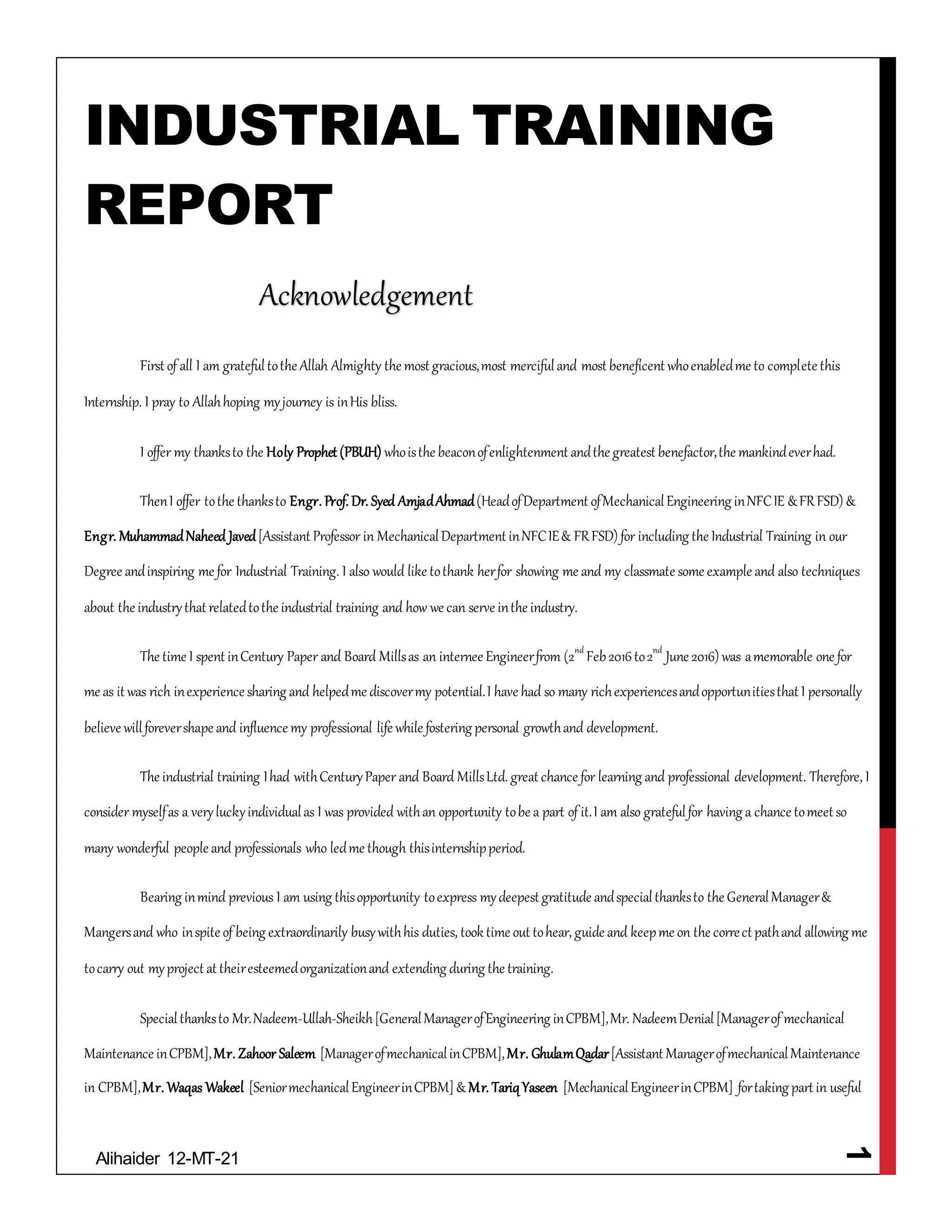 INDUSTRIAL TRAINING REPORT | DOCX