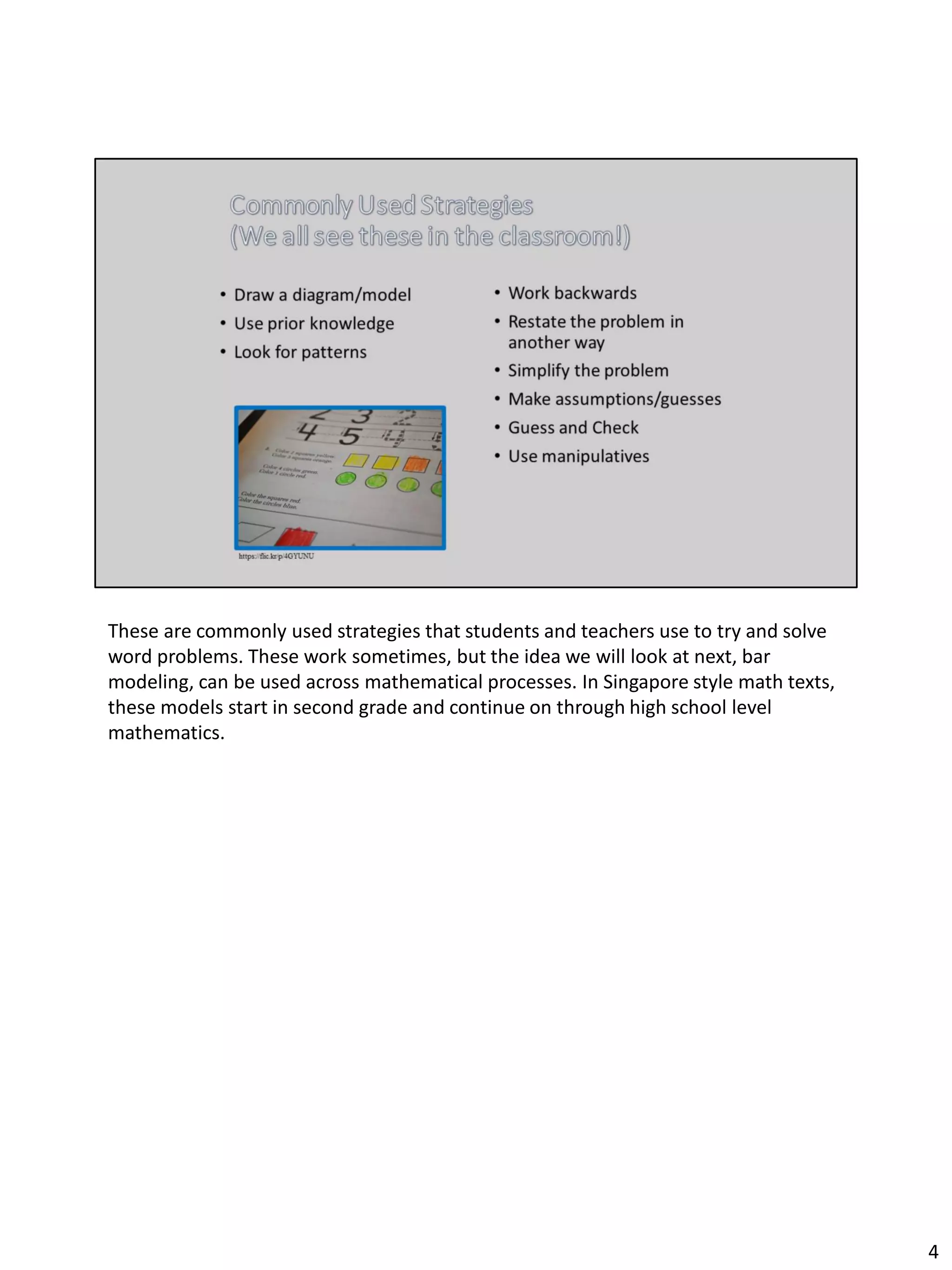 Bar Modeling in Math Instruction | PDF