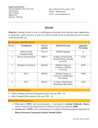 Sunny Pawar_ Resume 2016 | PDF