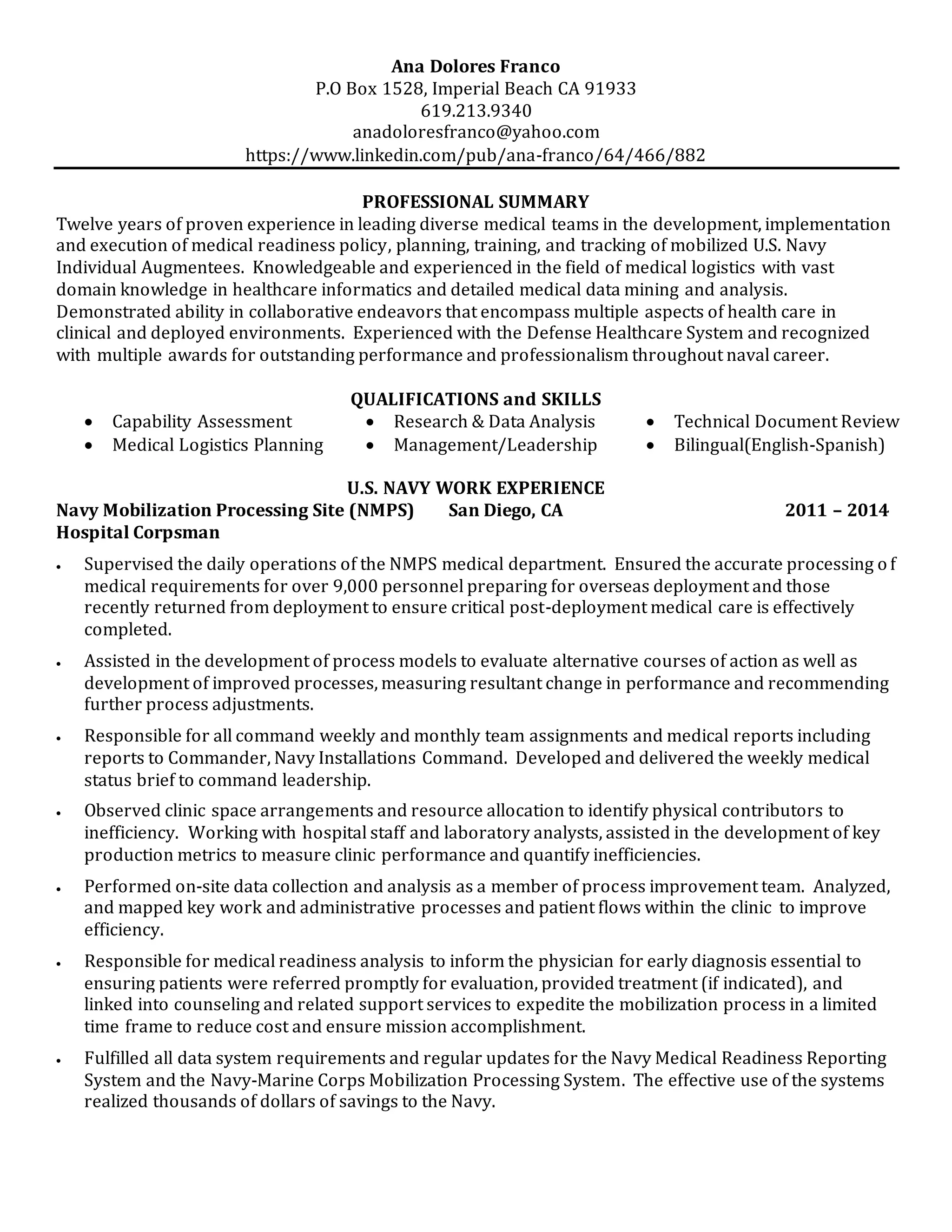 Ana Franco Resume - Researcher_Analyst | DOCX