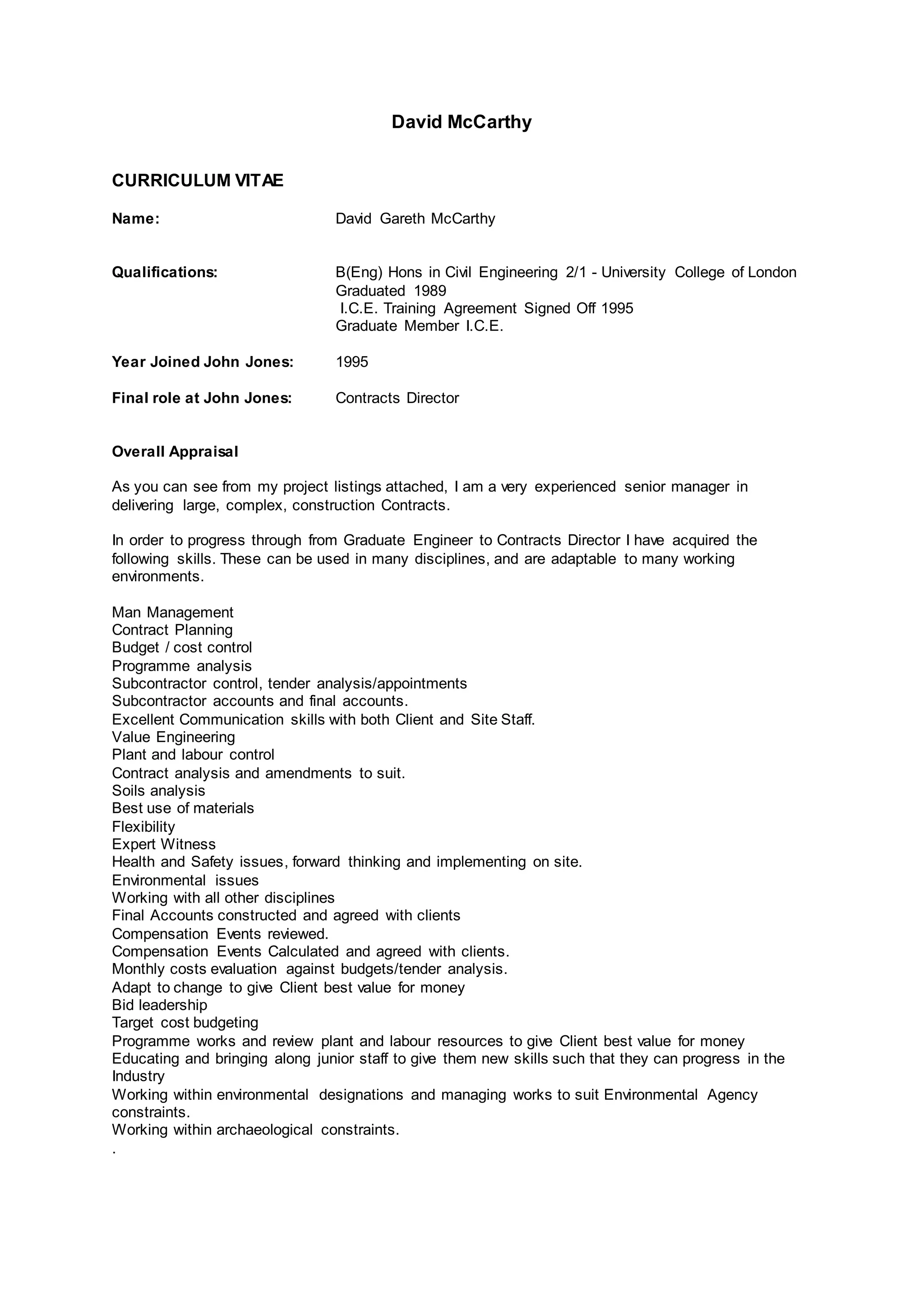 David McCarthy CV Rev 4 | DOCX
