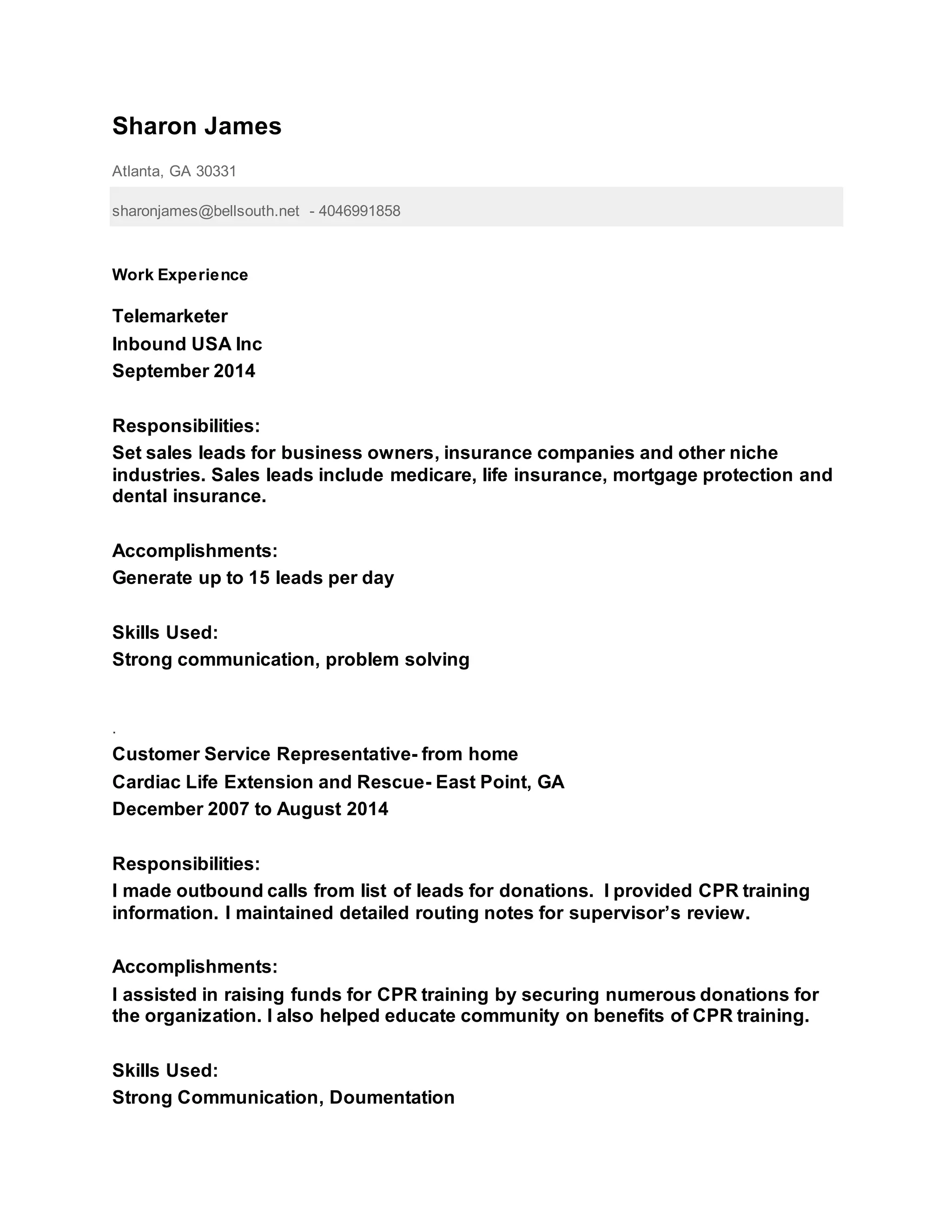 Sharon Resume | DOCX