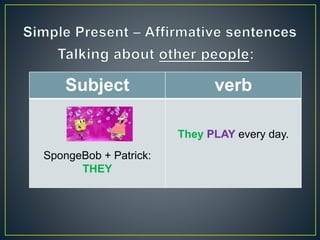 sponge bob routine THE PRESENT SIMPLE TENSE | PPT