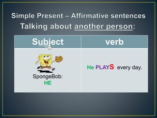 sponge bob routine THE PRESENT SIMPLE TENSE | PPTX