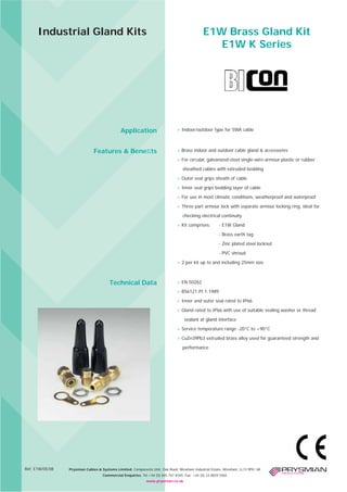 Prysmian E1W Brass Cable Glands - BICC, BICON | PDF