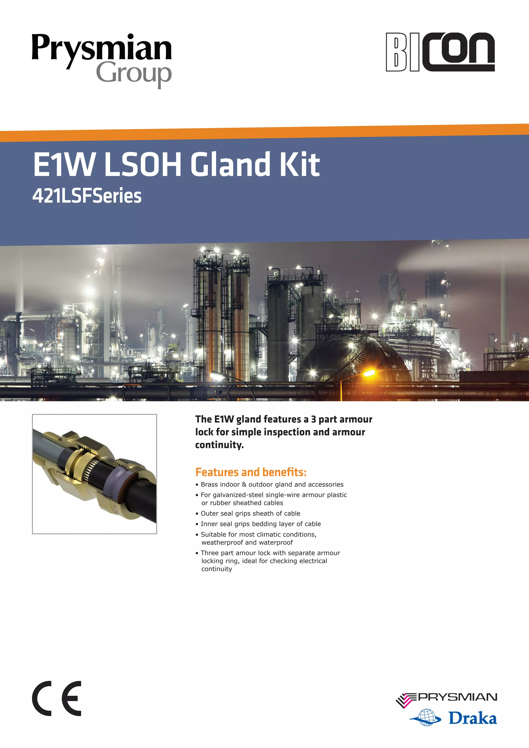 E1W LSF Brass Cable Glands - BICC, BICON, Prysmian 421LSF | PDF