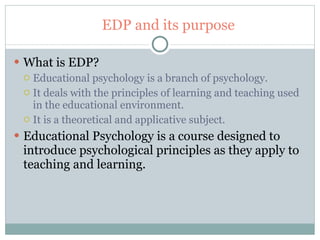 Introduction to EDP by Mostafa Ewees | PPT