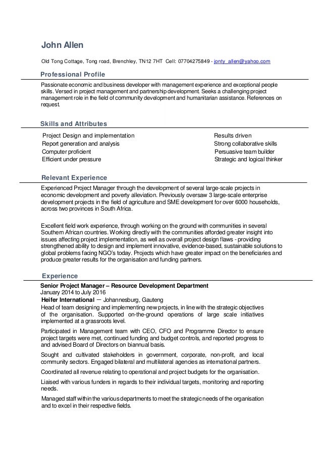 John Allen Resume - PM