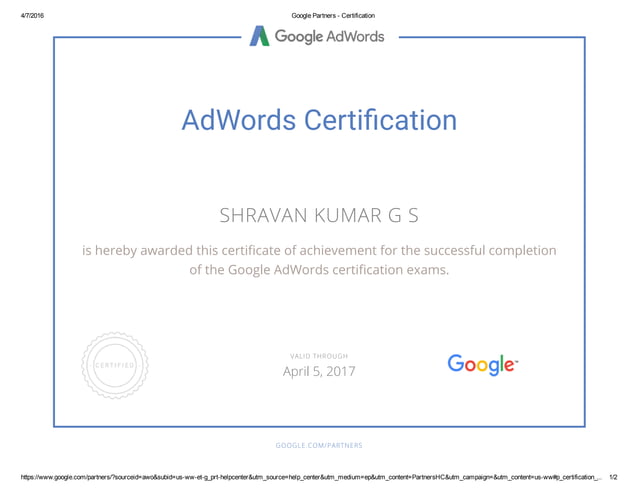 Google AdWords Certification | PDF | Computer Software and Applications | Computing