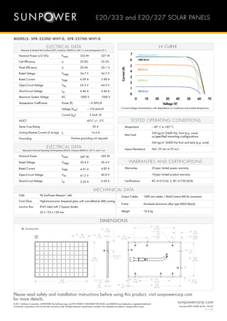 Sunpower E20 327Wp / 333Wp Datasheet | PDF | Consumer Electronics ...