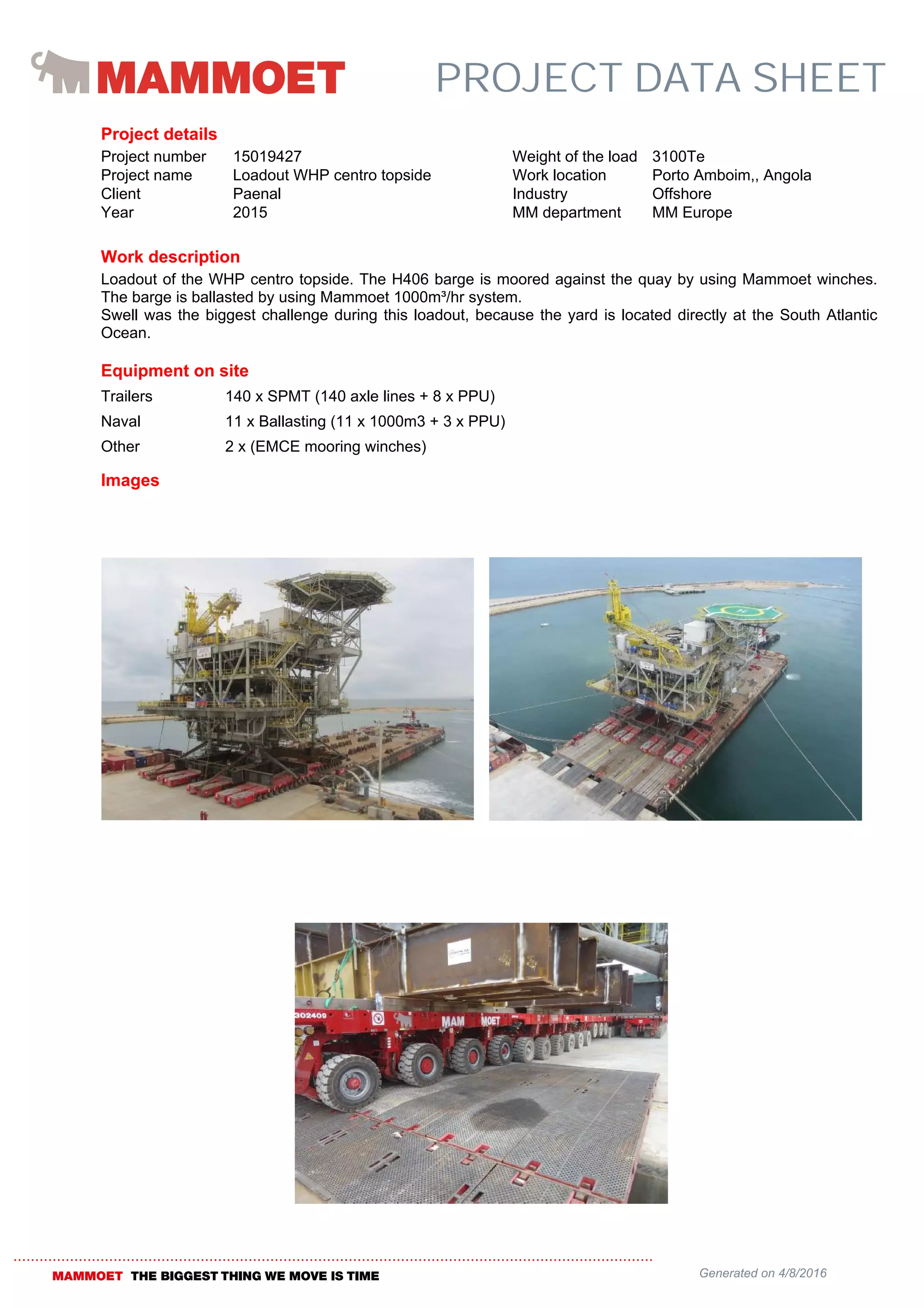 15019427 - Paenal - Loadout WHP centro topside | PDF