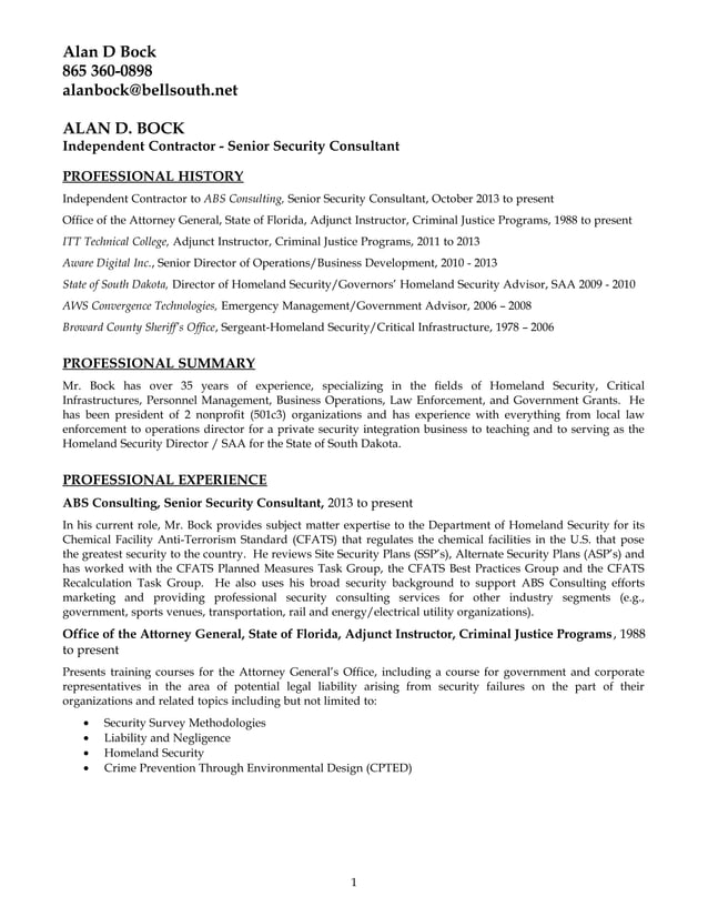 Bock Alan D 09-2016 Personal resume | PDF