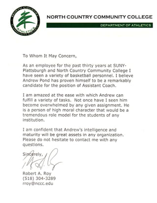 Rob Roy Letter of Reference | PDF