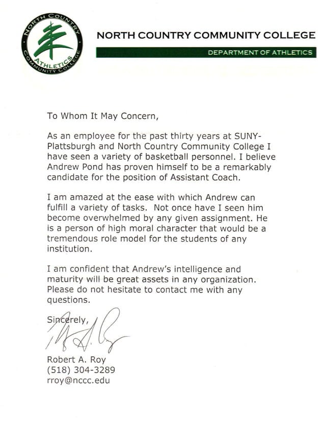 Rob Roy Letter of Reference | PDF