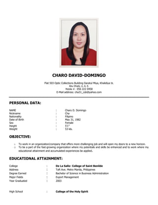 Charo D Domingo CV_rev 05042015 | PDF