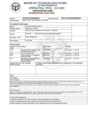 admit card format for polytechnic admissions | PDF
