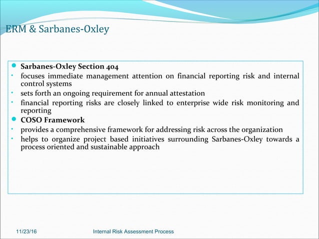 Internal Control & Risk Management Framework | PPT | Business ...