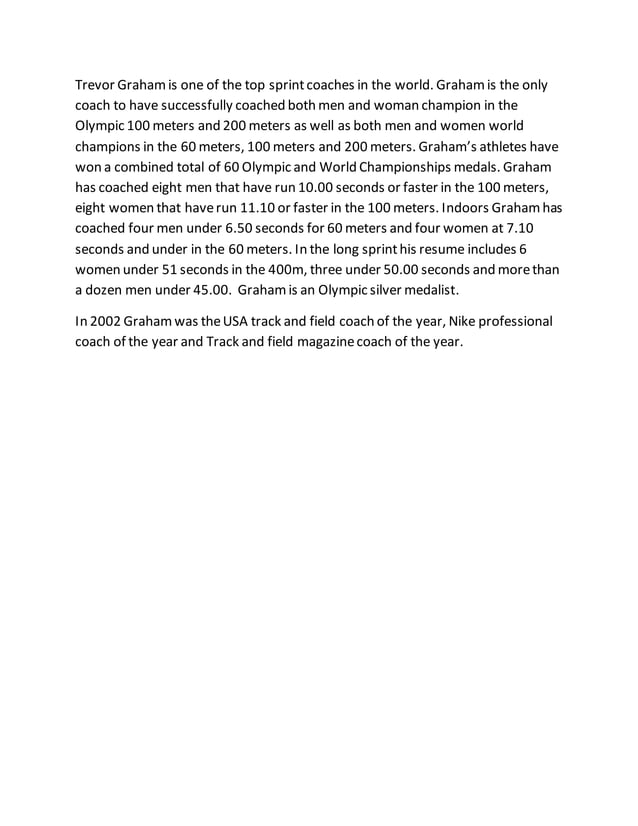 Trevor Graham Bio | PDF