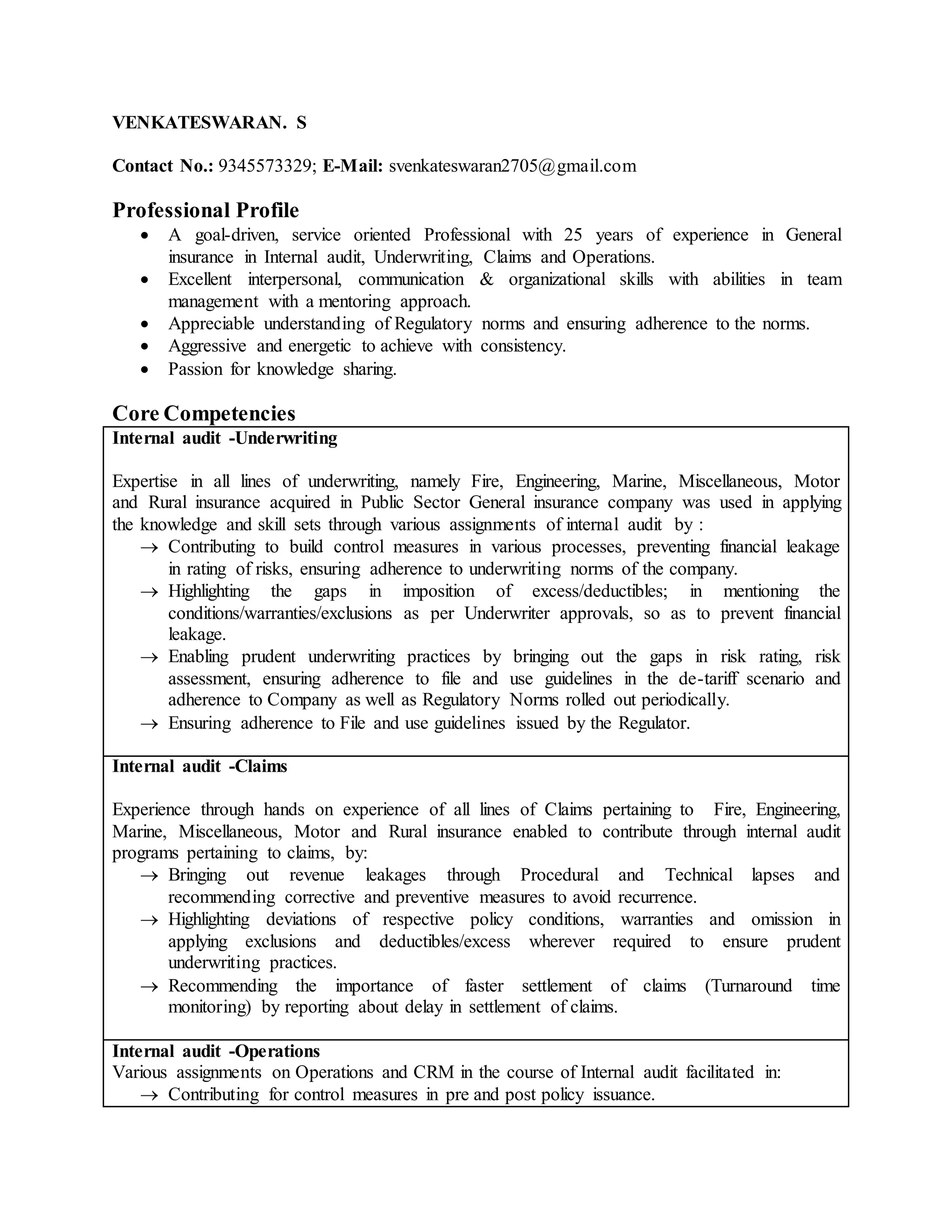 Resume S Venkateswaran Internal audit | DOCX