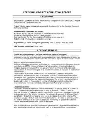 Final_Birdlife_IBACaucasus | PDF | Non-Profit Organizations | Industries