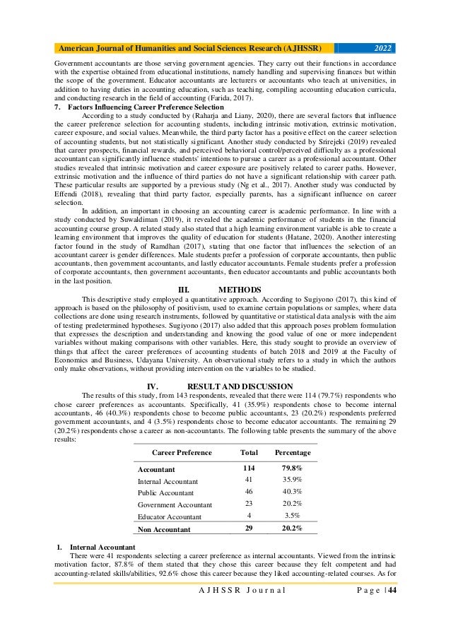 Scope and Determinant of Career Preferences for Accounting Student at ...