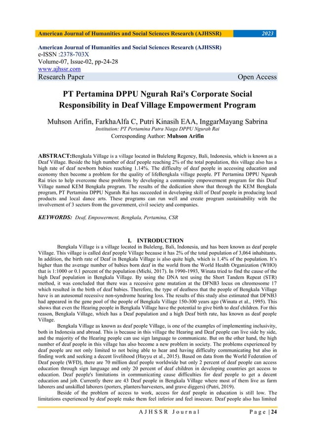 PT Pertamina DPPU Ngurah Rai's Corporate Social Responsibility in Deaf ...