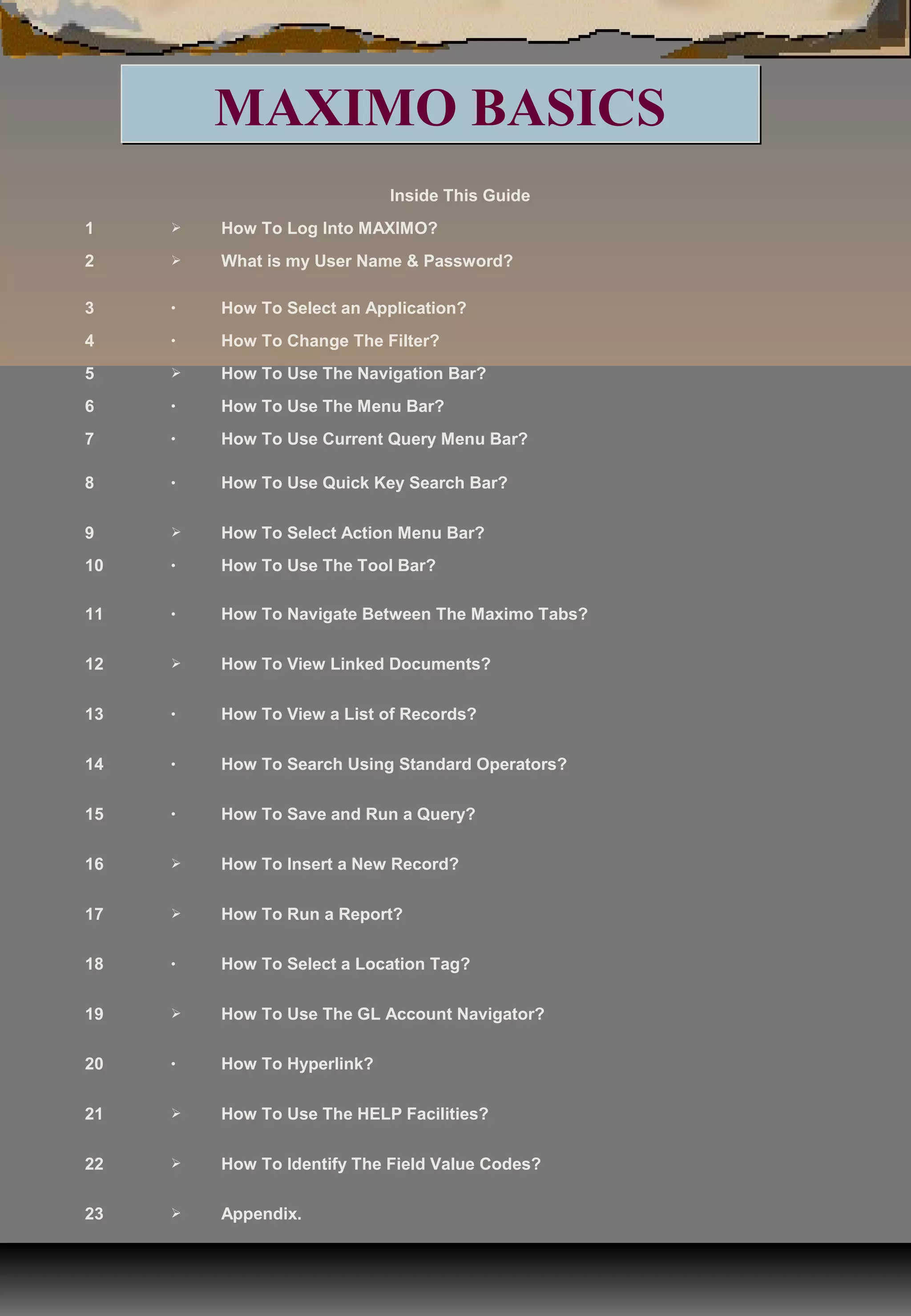 MAXIMO 6.2 BASICS OVERVIEW | PPT