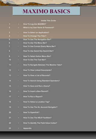 MAXIMO 6.2 BASICS OVERVIEW | PPT