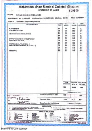 diploma marksheet | PDF