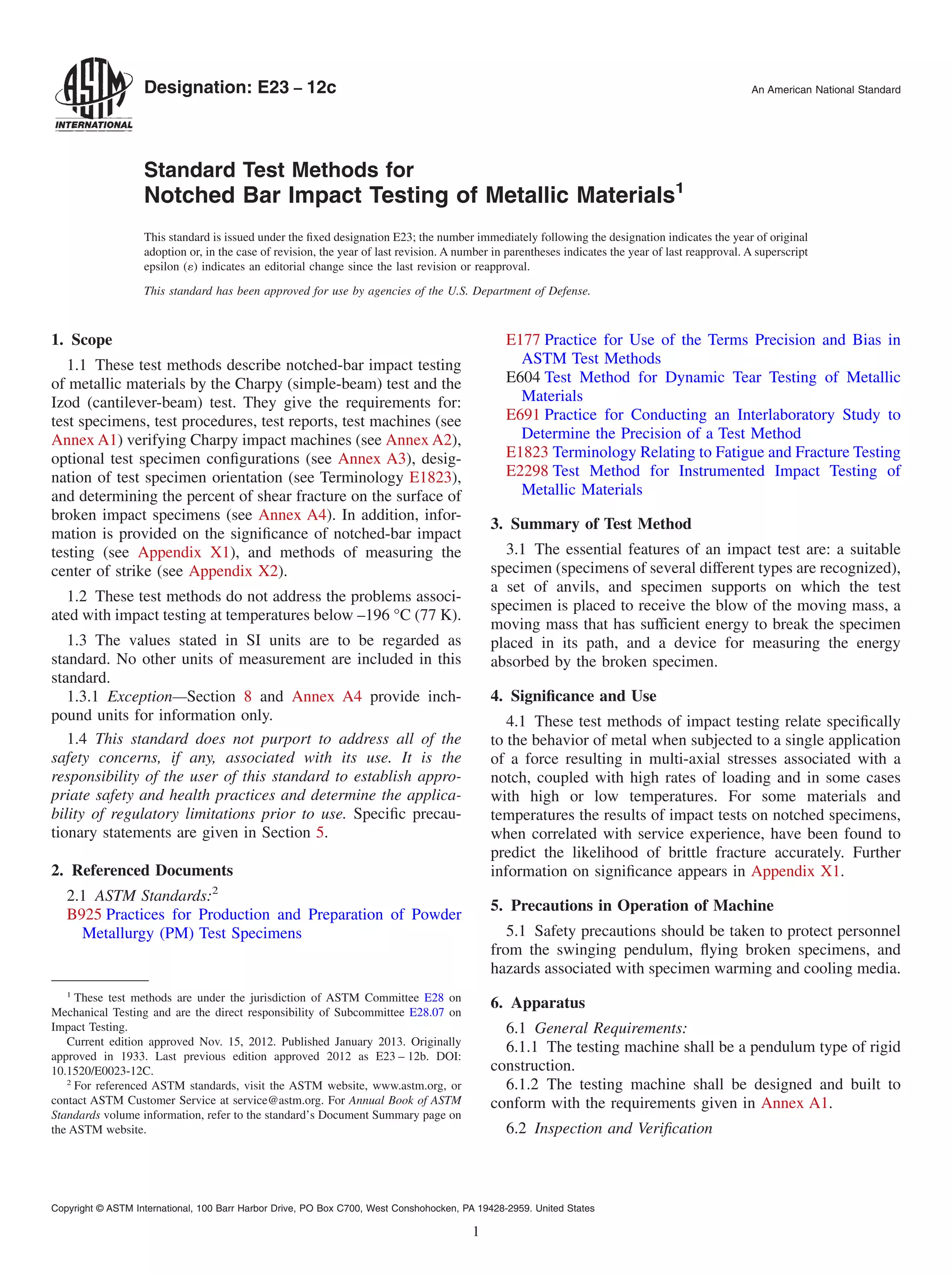 E23.33234 Standard Test Methods for Notched Bar Impact Testing of ...