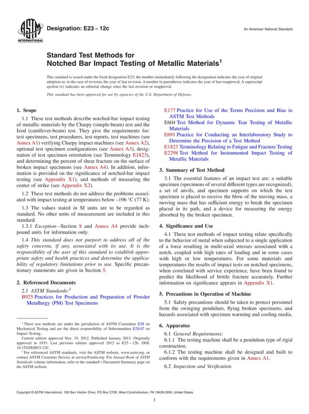 E23.33234 Standard Test Methods for Notched Bar Impact Testing of ...