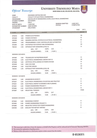 Degree Transcript | PDF