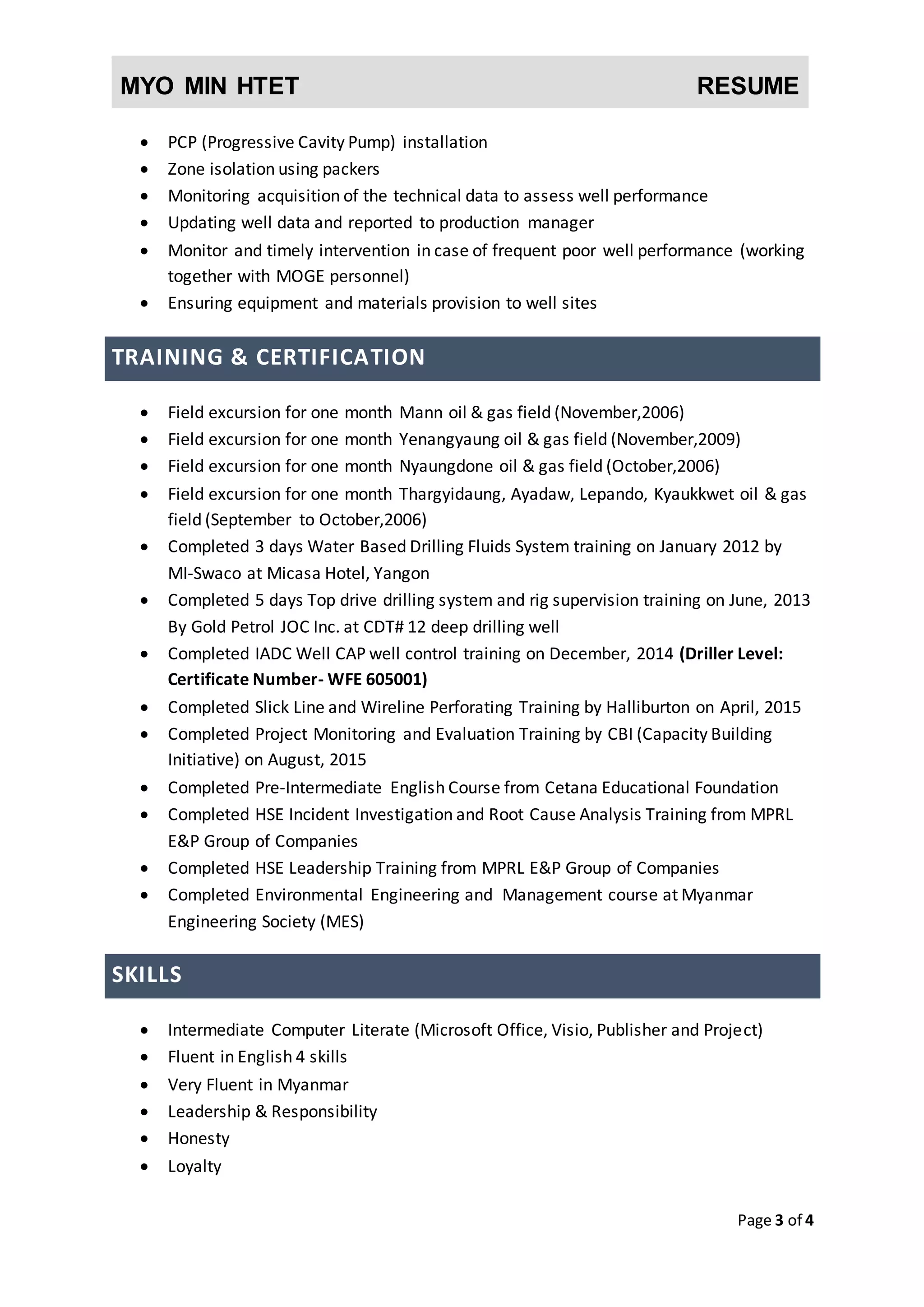 Myo Min Htet Resume 2016 | PDF