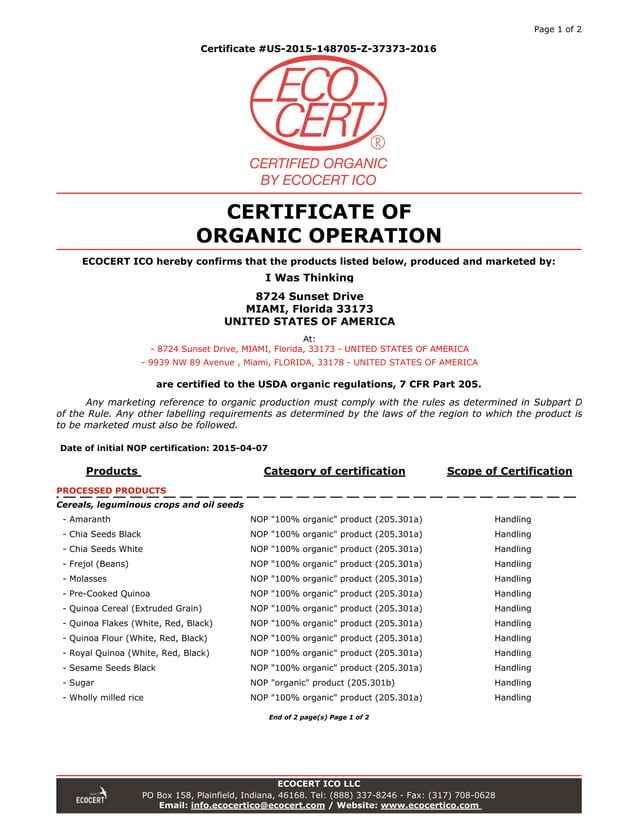ICO - Certificate_NOP update | PDF | Agriculture | Industries
