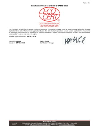 ICO - Certificate_NOP update | PDF | Agriculture | Industries