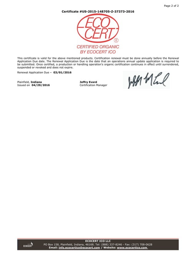 ICO - Certificate_NOP update | PDF | Agriculture | Industries