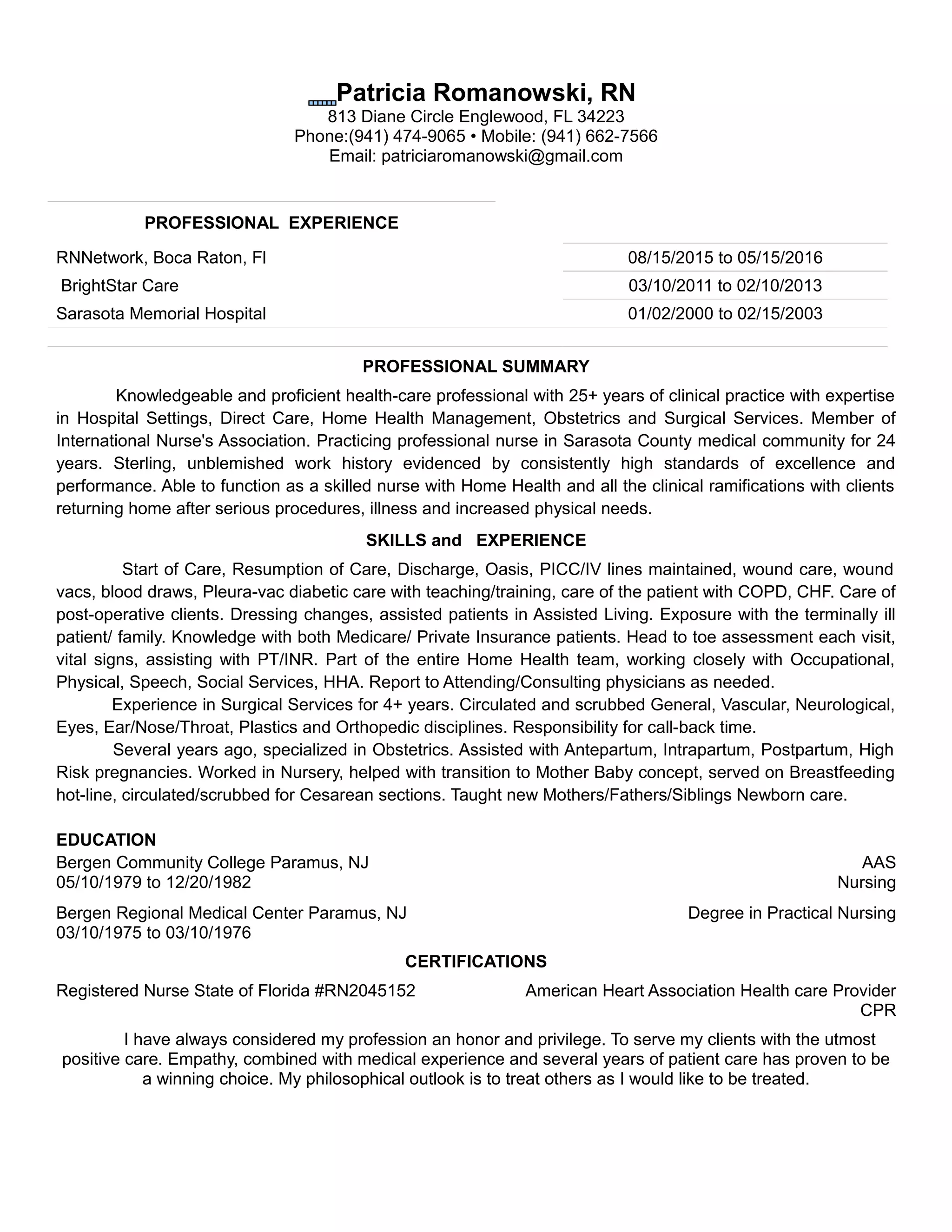 Patty Romanowski Resumee | PDF