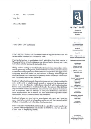 Letter of Reference - Austen Smith | PDF