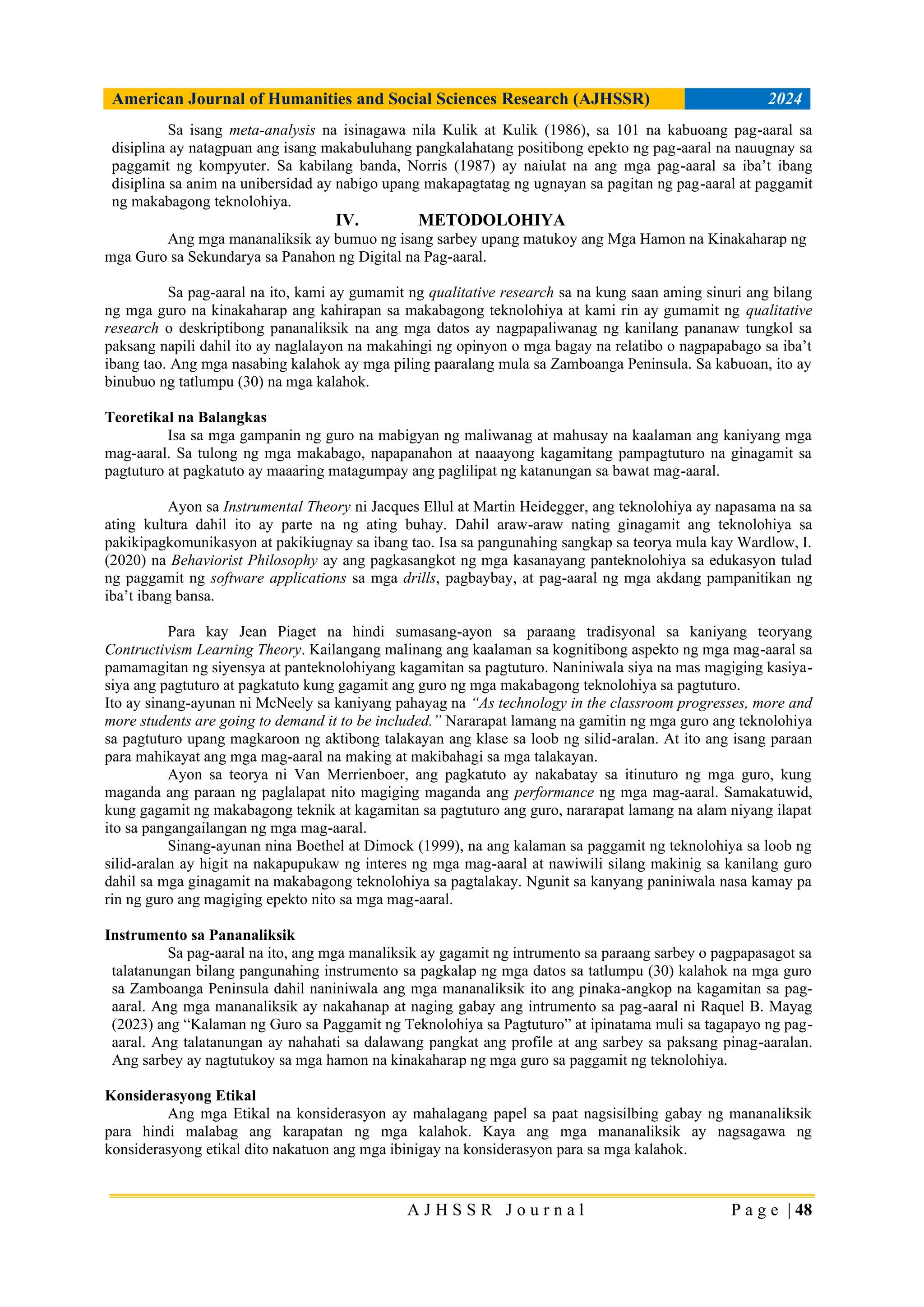 HAMON NA KINAKAHARAP NG MGA GURO SA SEKUNDARYA SA PANAHON NG DIGITAL NA PAG-AARAL | PDF